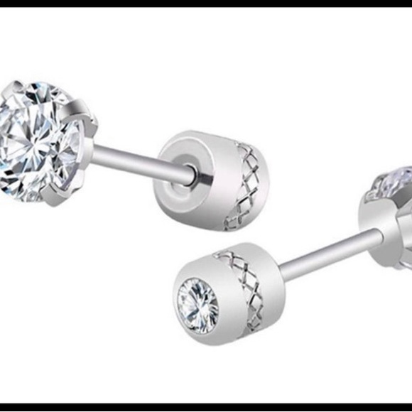 Jewelry | New Double Sided Reversable Diamond Stud Earrings Screw Back ...